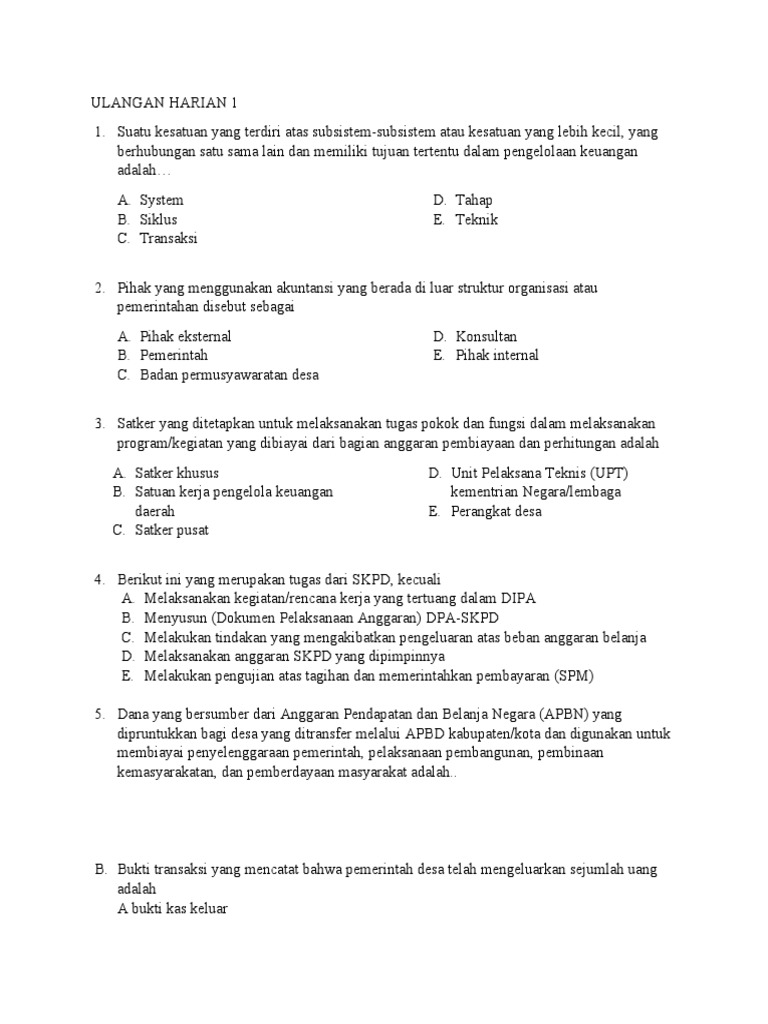 Ulangan Harian 1 Xii Akl' | PDF
