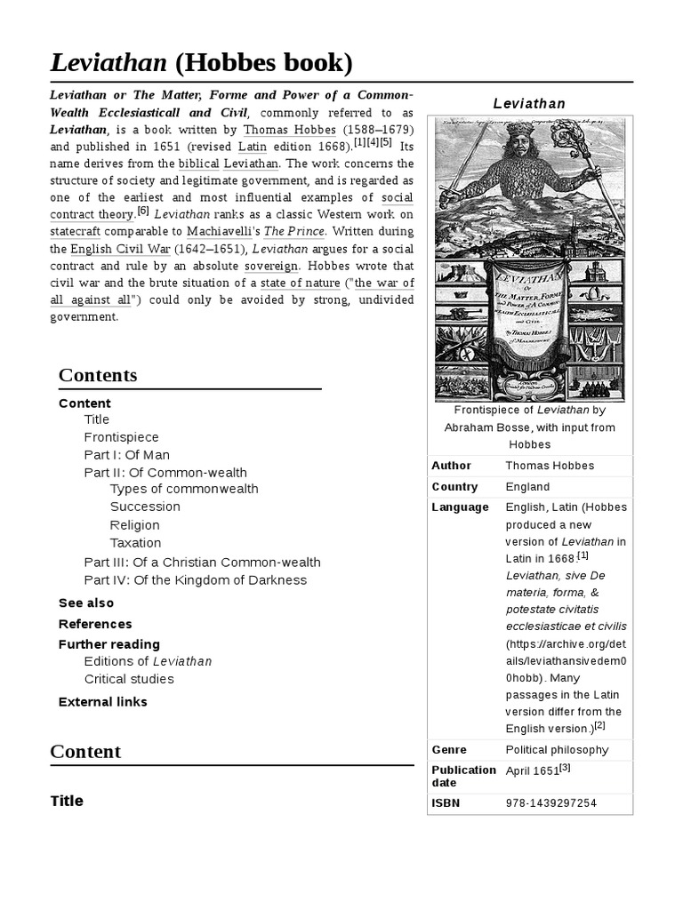 (Wiki) Leviathan - (Hobbes - Book) | PDF | Religion & Spirituality