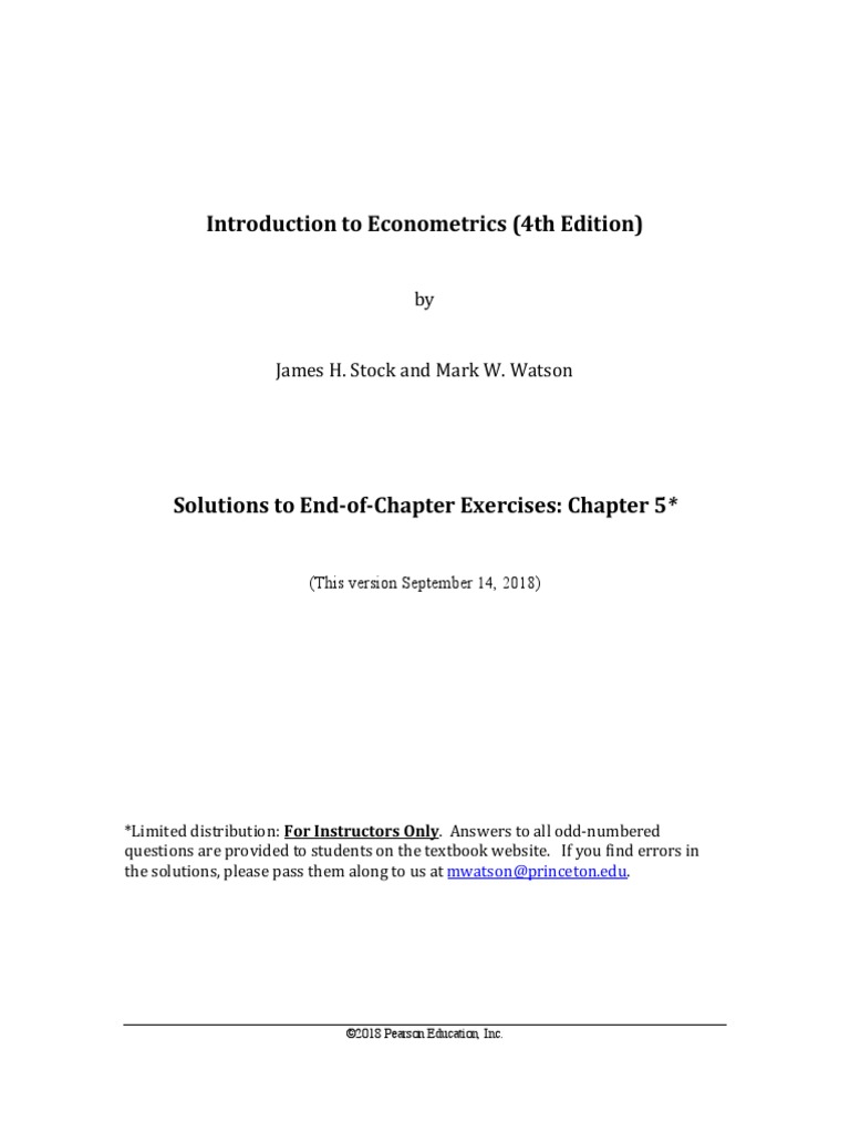 Stock Watson 4E Exercisesolutions Chapter5 Instructors | PDF | P Value ...