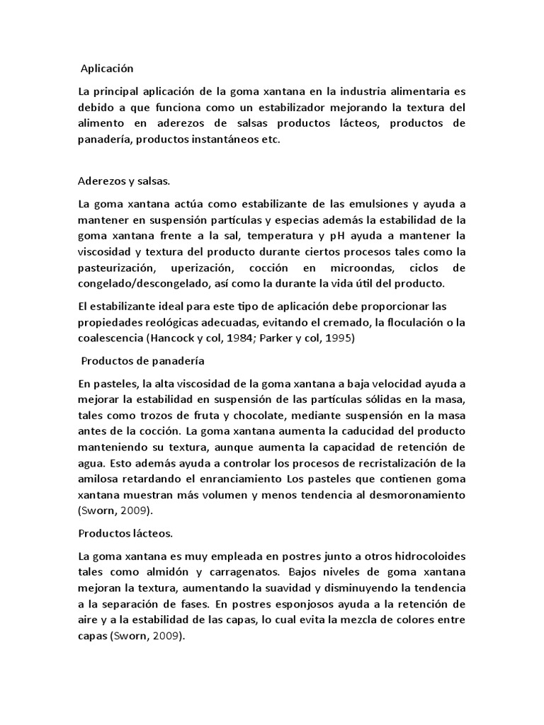 Uso de goma xantana en panadería | PDF | Comida y bebida | Química