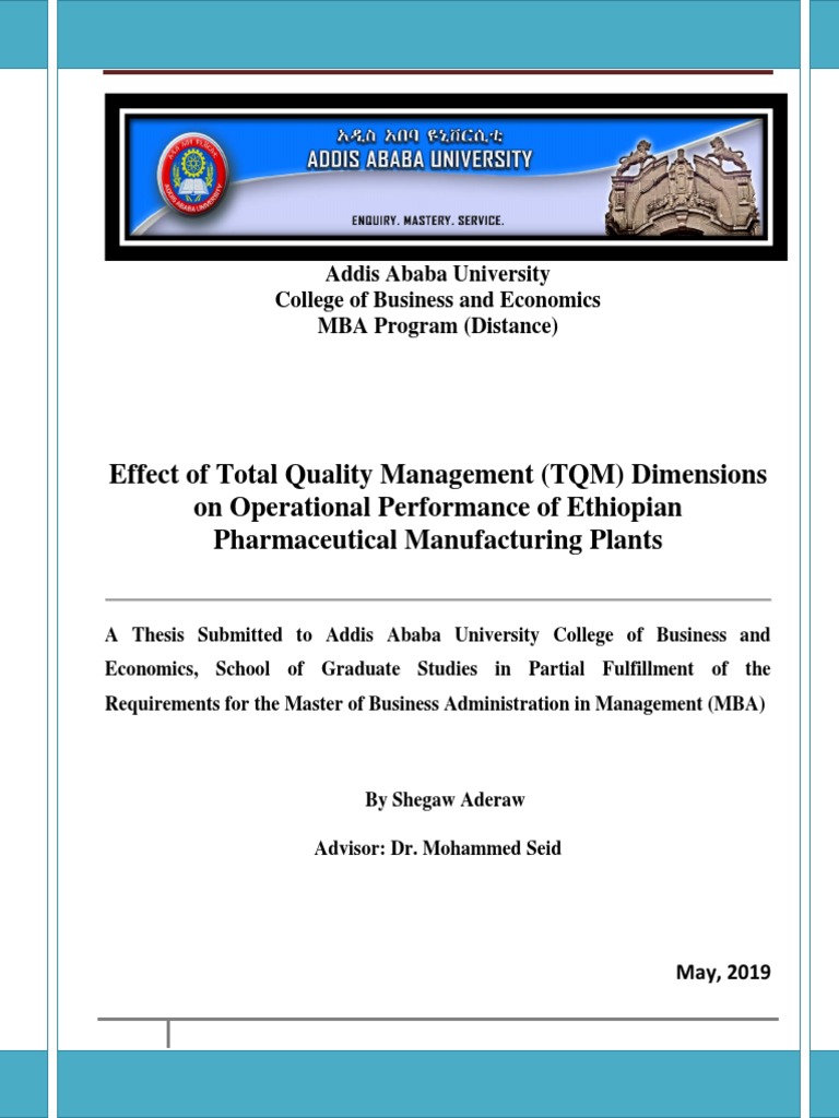 Shegaw Aderaw Pdf Quality Management Quality Business