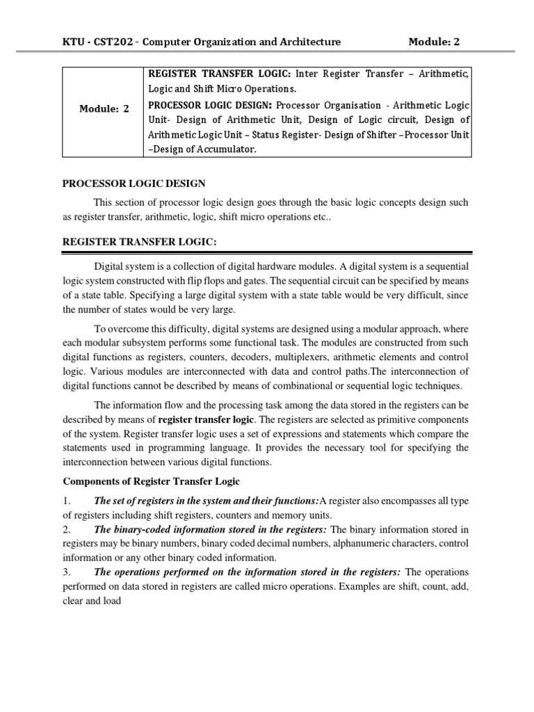 KTU - CST202 - Computer Organization and Architecture | PDF | Central Processing Unit | Digital ...