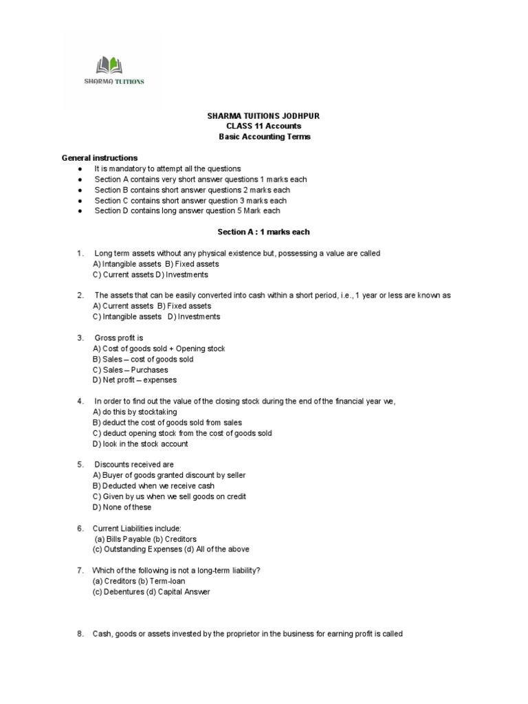Class 11 Basic Accounting Terms | PDF | Expense | Revenue Class 11 Basic Accounting Terms | PDF | Expense | Revenue