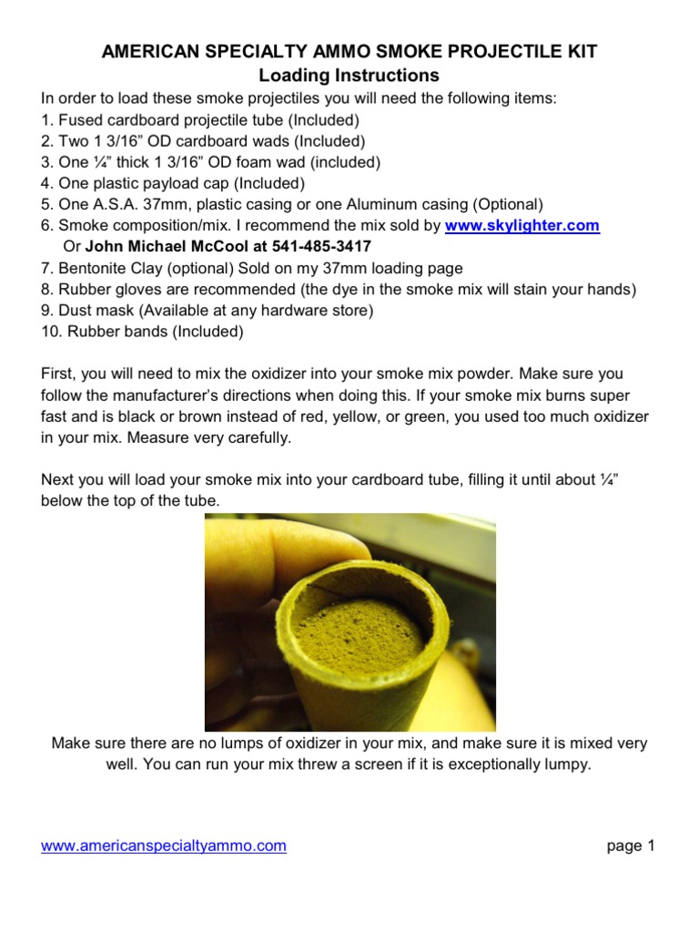 Cardboard Tubed Smoke Projectile | PDF | Gunpowder | Ammunition