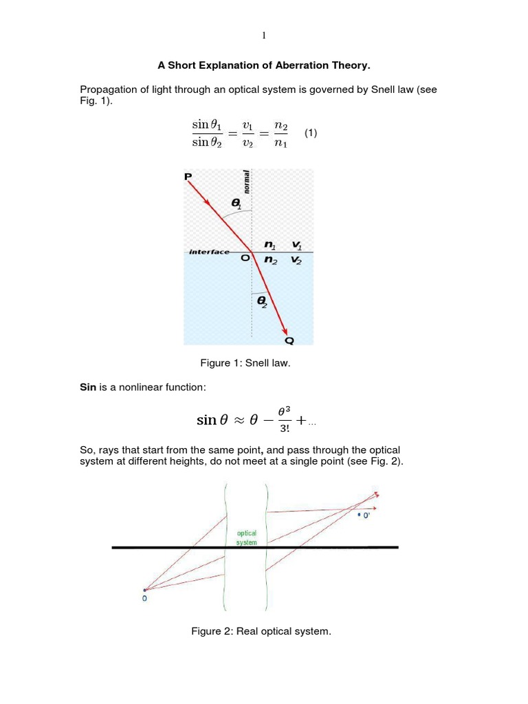 A short explanation of aberration theory | PDF | Optics | Angular ...