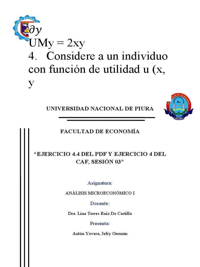 Ejercicio 4.4 Del PDF y Ejercicio 4 Del Caf, Sesión 03 | PDF | Los consumidores | Comportamiento ...