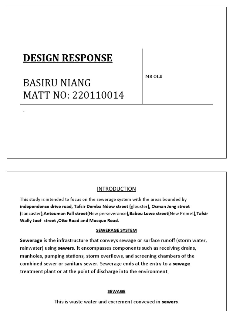 DESIGN RESPONSE | PDF | Sanitary Sewer | Sewerage