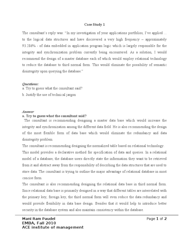 Case Study-1 Mani | PDF | Relational Database | Relational Model