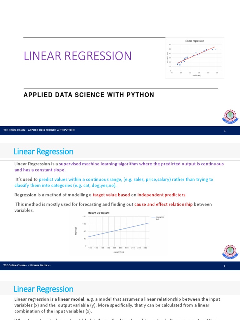 Data Science: Linear Regression | PDF | Regression Analysis | Linear Regression