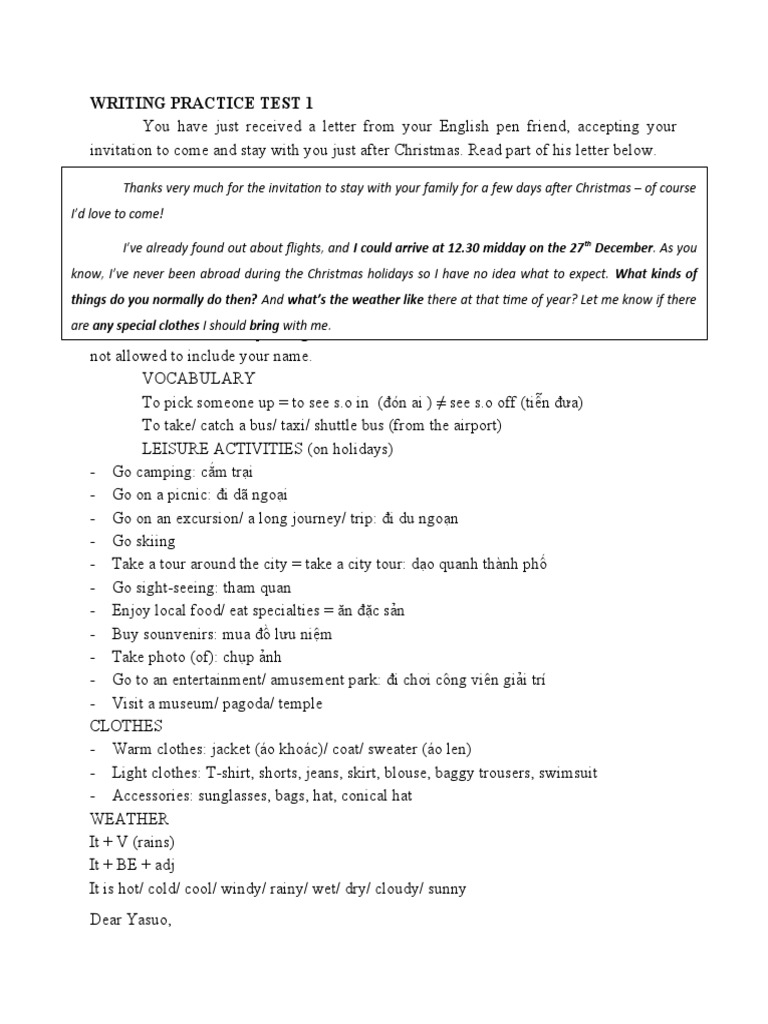 Writing Test 1 | Download Free PDF | Clothing