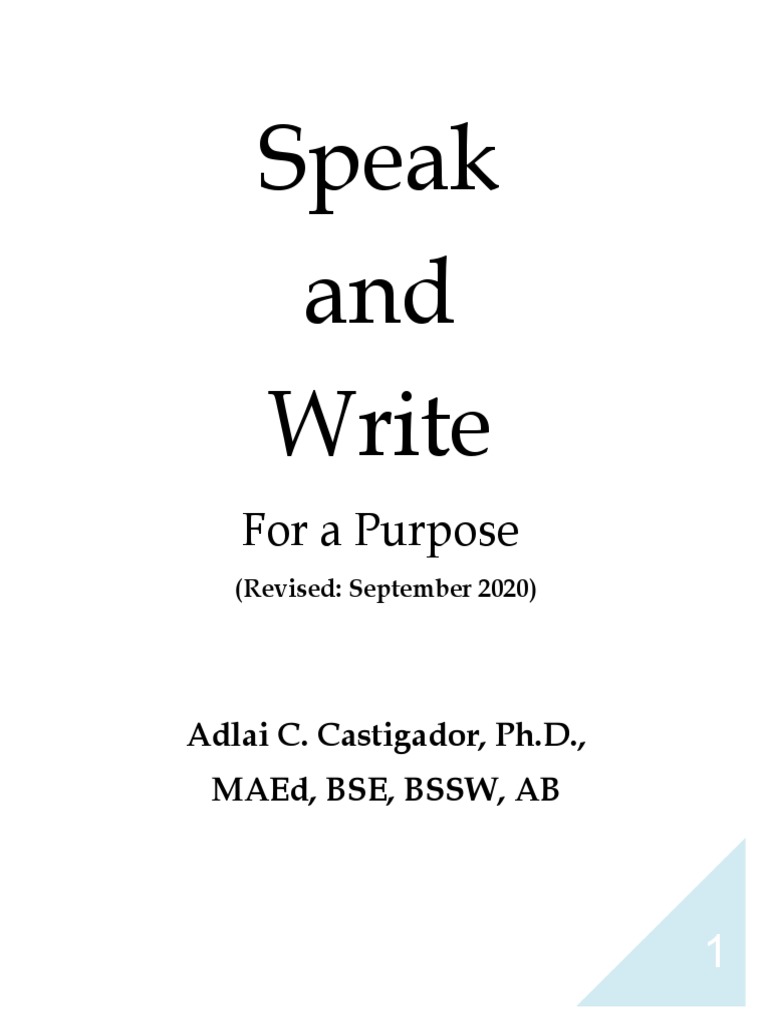 Speakand Write For A Purpose Philippines ACC BookPublishing | PDF ...