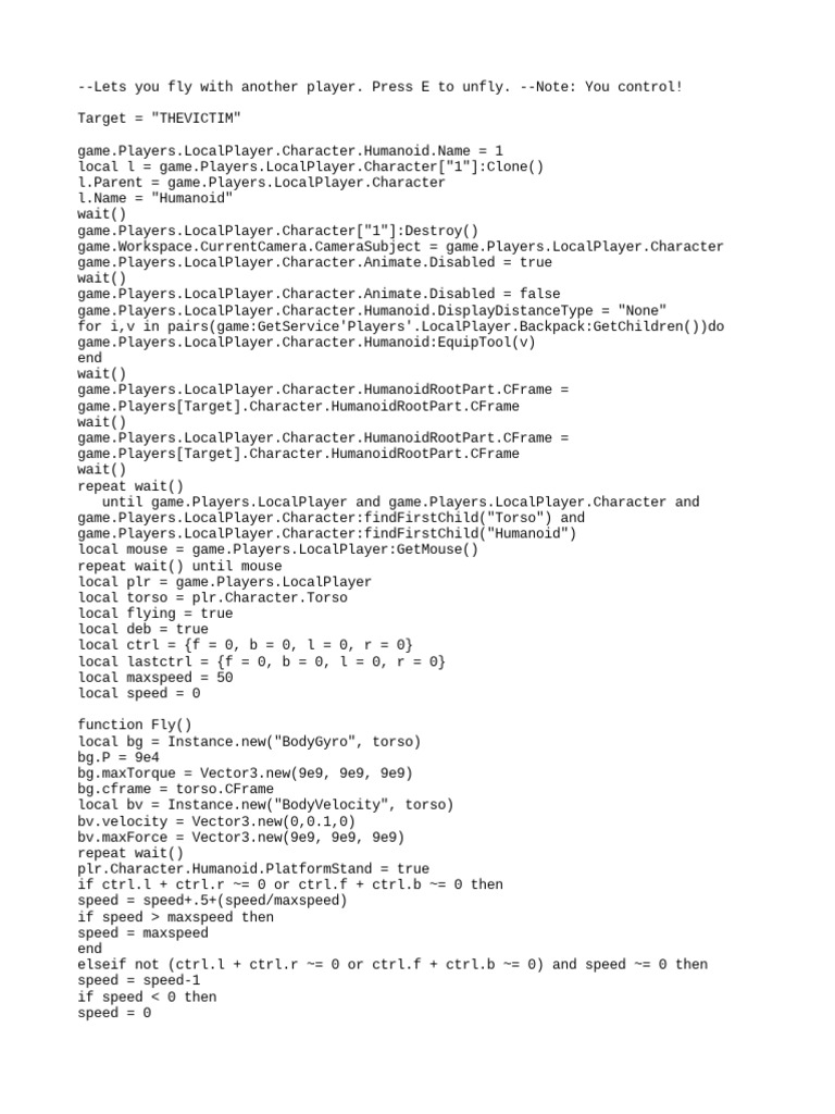 Roblox Script: Player Flight Control | PDF | Teaching Methods & Materials