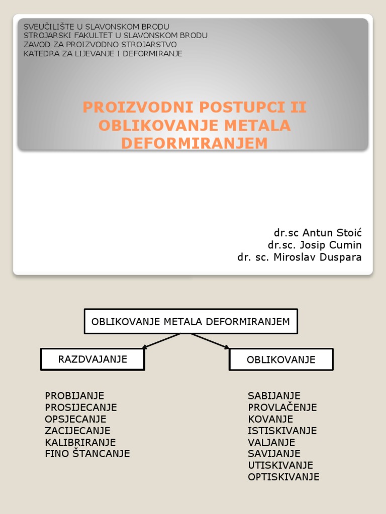 Proizvodni Postupci II-prvo Predavanje | PDF