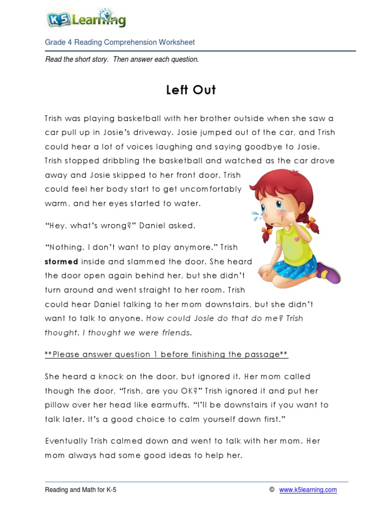 Left Out: Grade 4 Reading Comprehension Worksheet | PDF