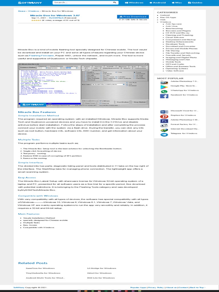 Miracle Box 3.07 Download For PC Windows (7 - 10 - 8), 32 - 64-Bit | PDF | Microsoft Windows ...
