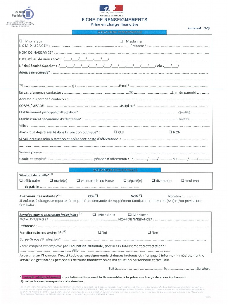 Annexe 4 Fiche de Renseignements PDF 10236 0 0 | PDF | Emploi | Gouvernance