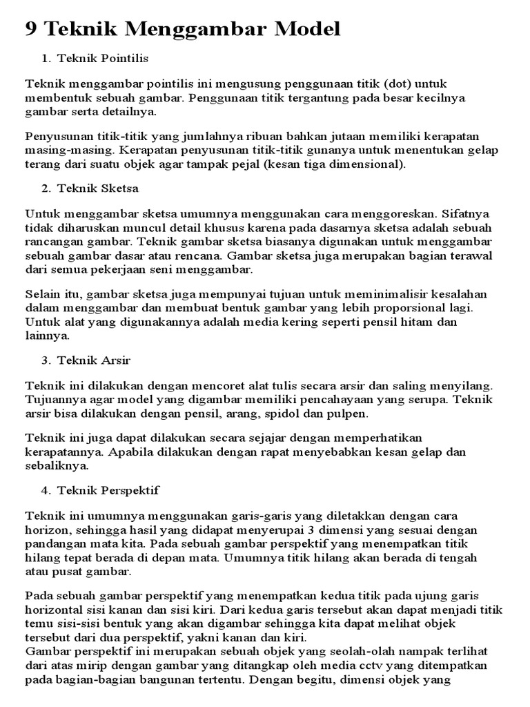 9 Teknik Menggambar Model | PDF