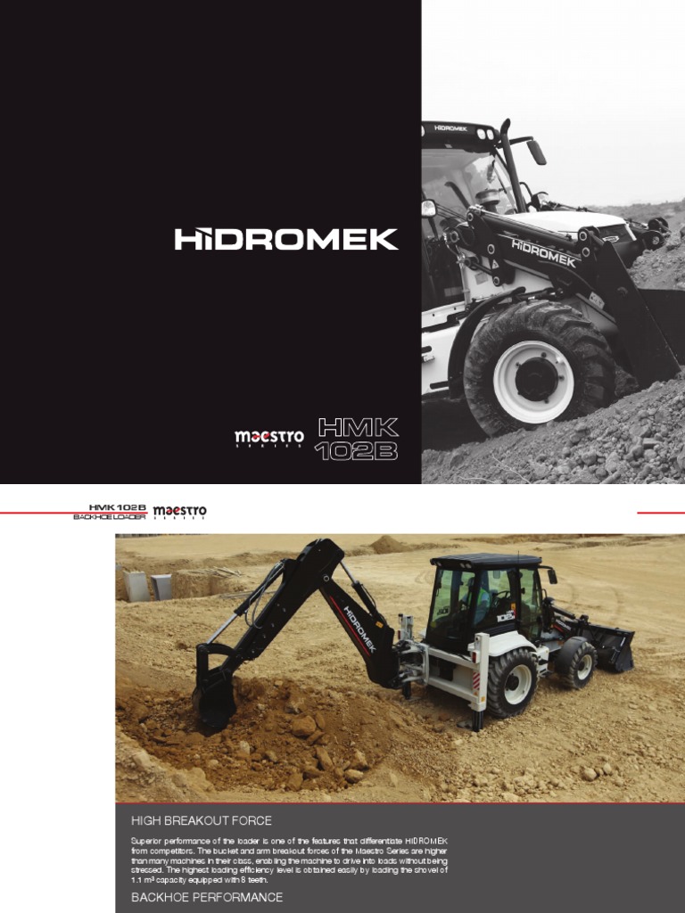 HMK 102B Backhoe Loader Overview | PDF | Loader (Equipment) | Brake