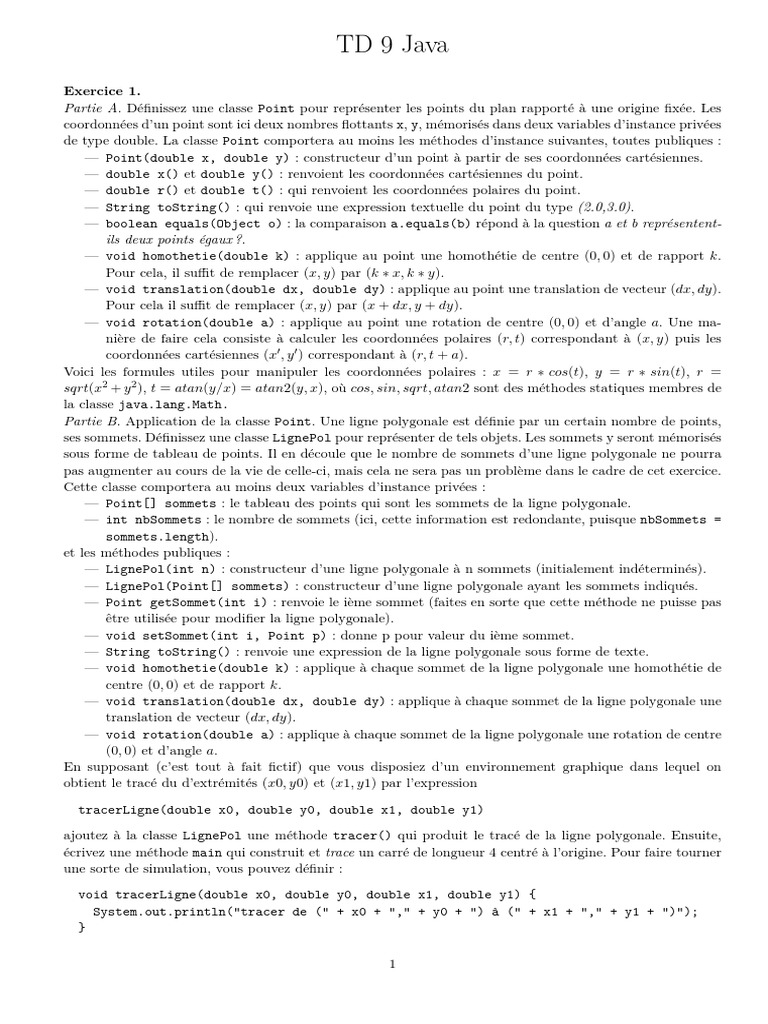Classe Point et LignePol en Java | PDF | Constructeur (programmation) | Programmation