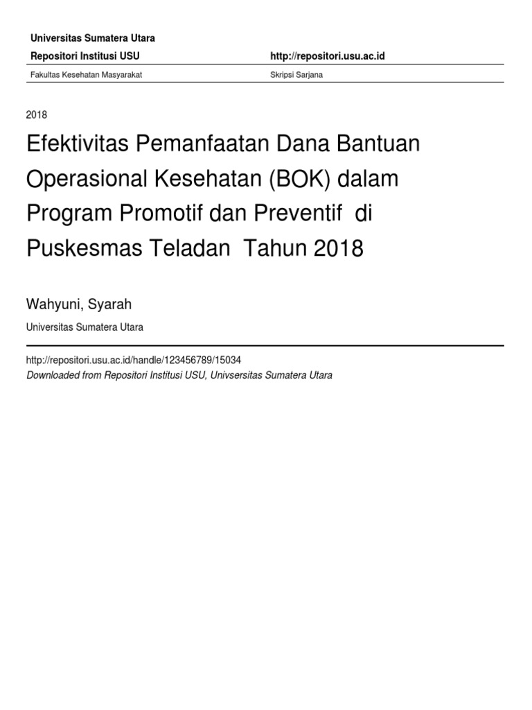 Efektivitas Pemanfaatan Dana Bantuan Operasional Kesehatan (BOK) Dalam ...