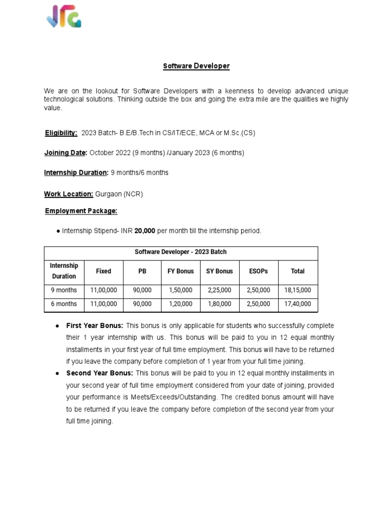 Software Developer - JD - 2023 Batch | PDF | Electronic Business ...
