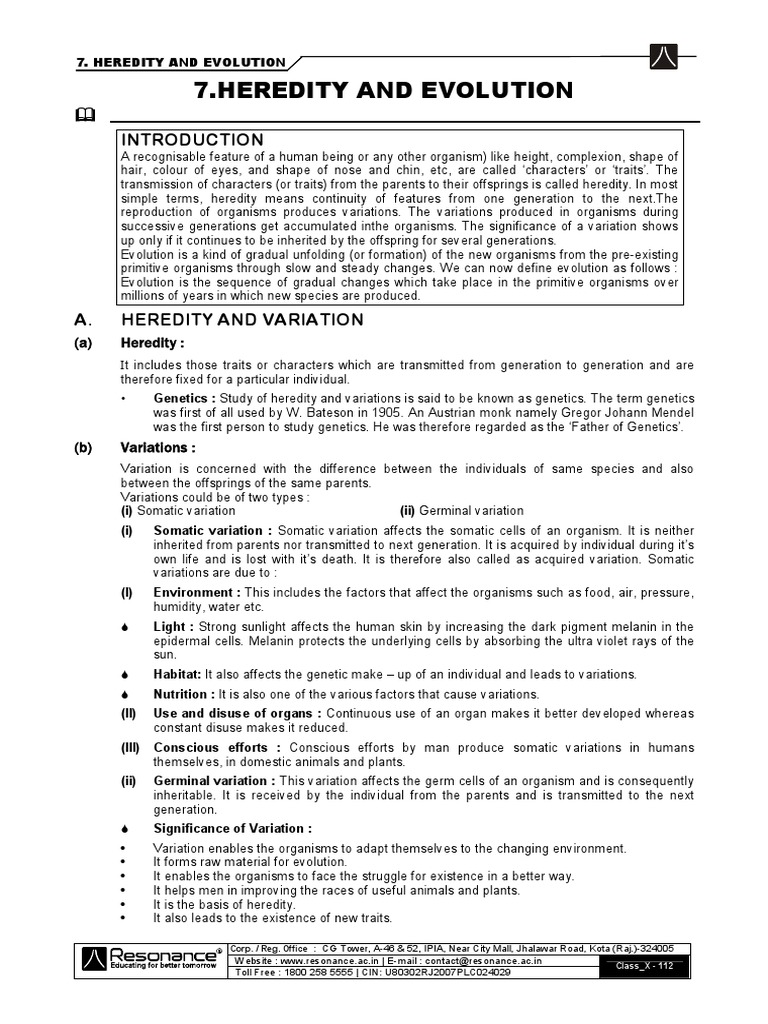 HEREDITY AND EVOLUTION Aakash | PDF | Dominance (Genetics) | Nature