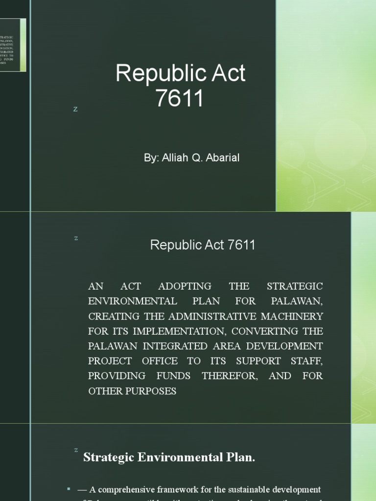 Republic Act 7611 | PDF | Sustainability | Sustainable Development