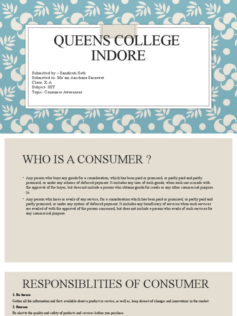 Class 10 Consumer Awareness Project | PDF | Consumer Protection ...