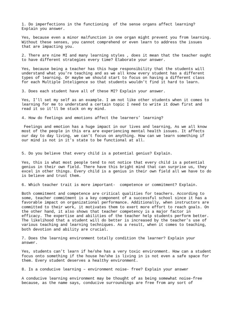 Assignment 1 | PDF | Mind | Learning