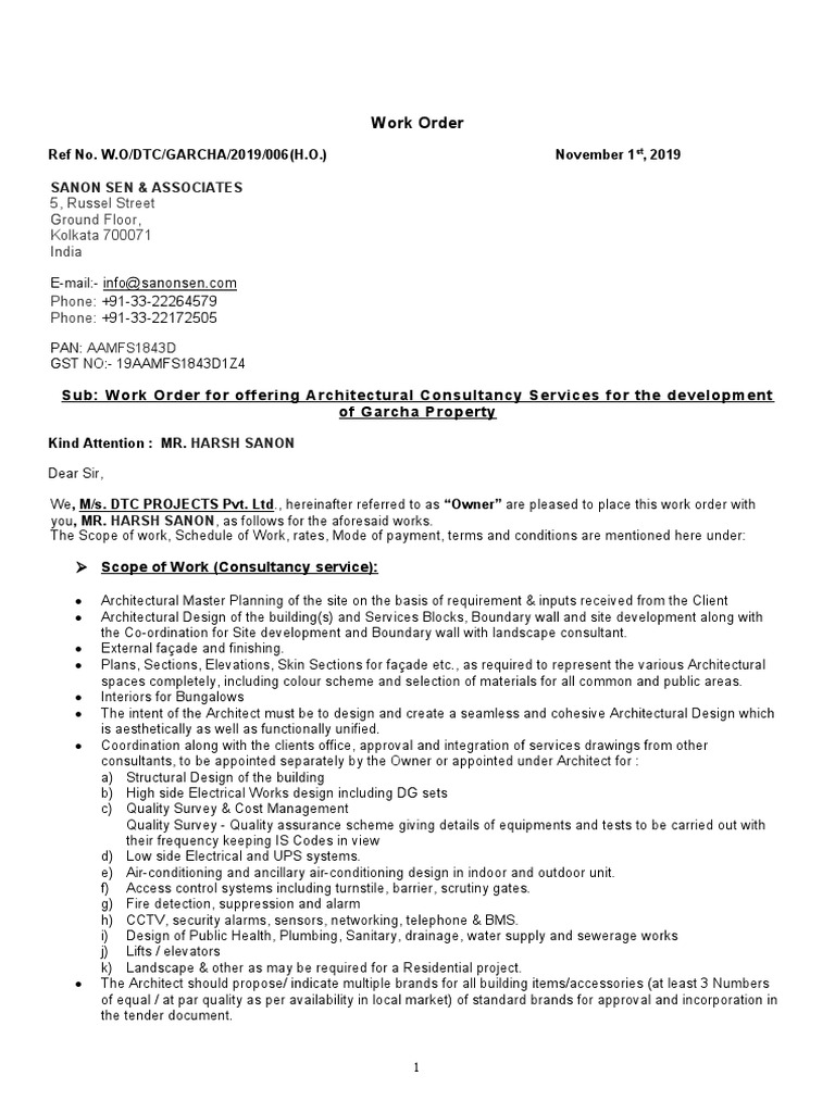 Work Order: Sanon Sen & Associates | PDF | Architect | Procurement