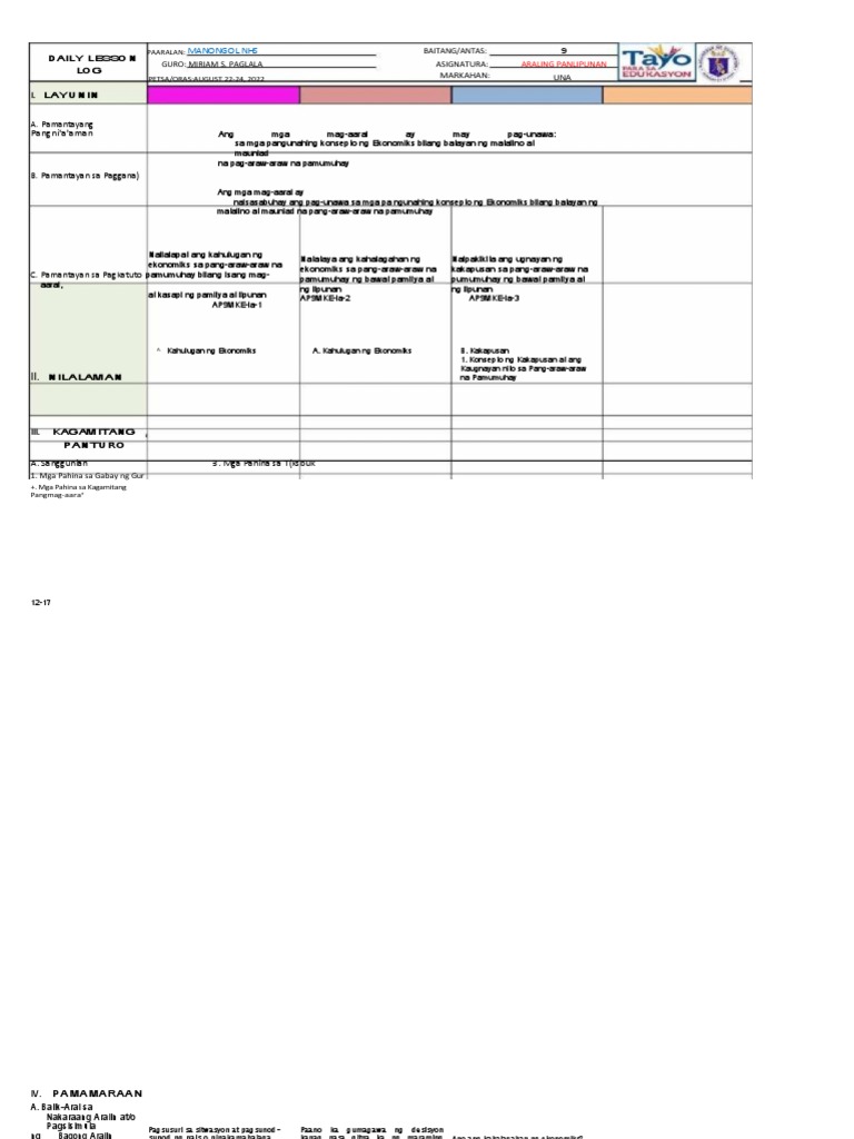 DLL Ap 9 q1 WK1 | PDF