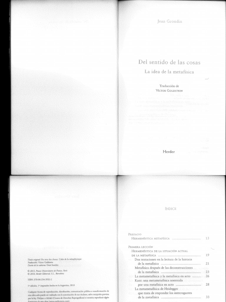 Jean Grondin - Del Sentido de Las Cosas Cap.1 y 2 | PDF