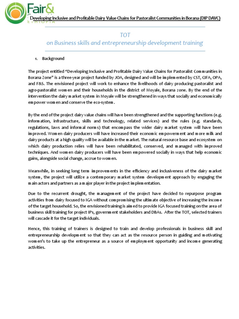 TOT For IP Business Skill Training | PDF | Entrepreneurship | Economies