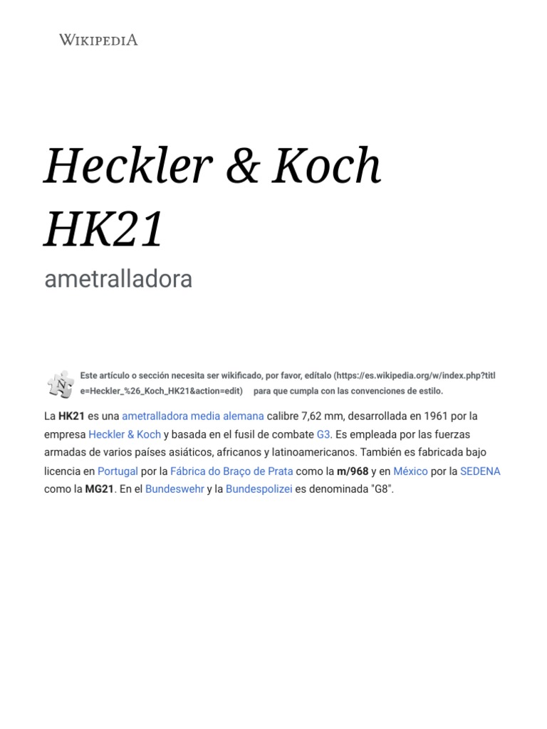Heckler & Koch HK21 - Wikipedia, La Enciclopedia Libre | PDF | Peligros ...