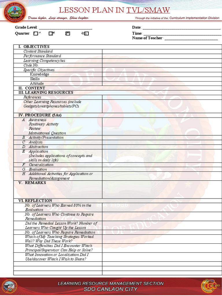 LESSONPLAN For SMAW 12 WEEK | PDF