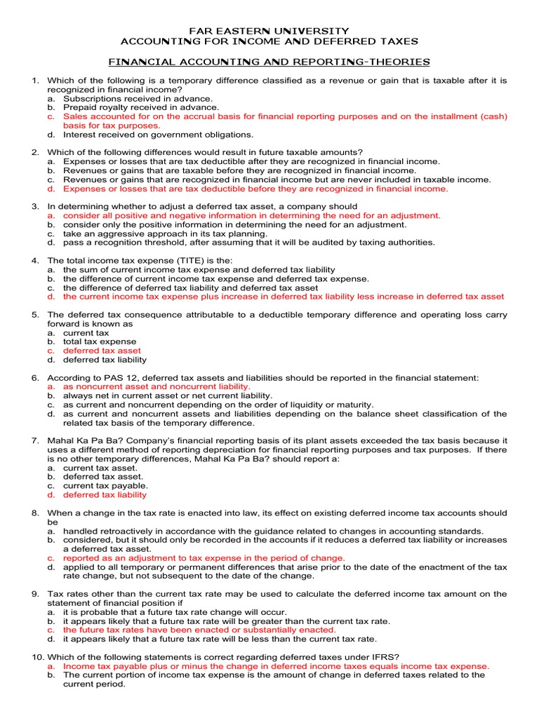 FAR05 - Accounting For Income and Deferred Taxes | PDF | Deferred Tax ...