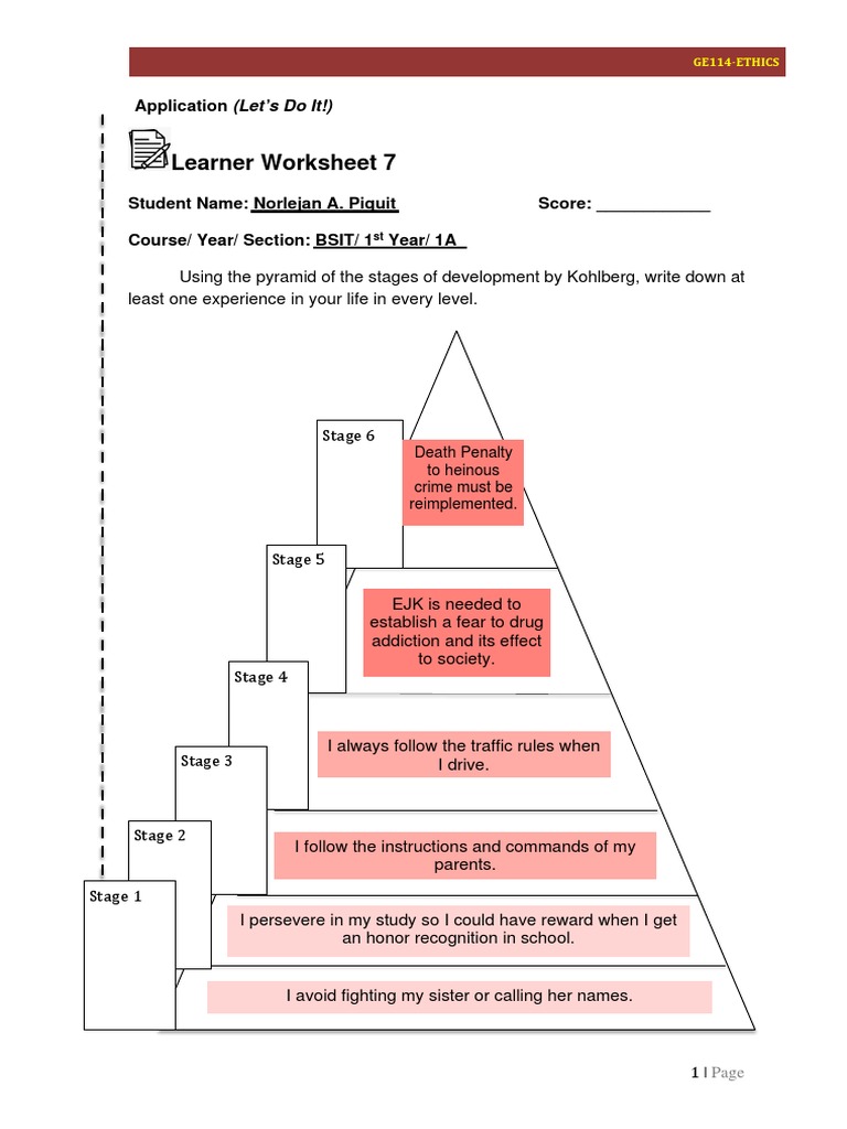 Learner Worksheet 7: Application (Let | PDF