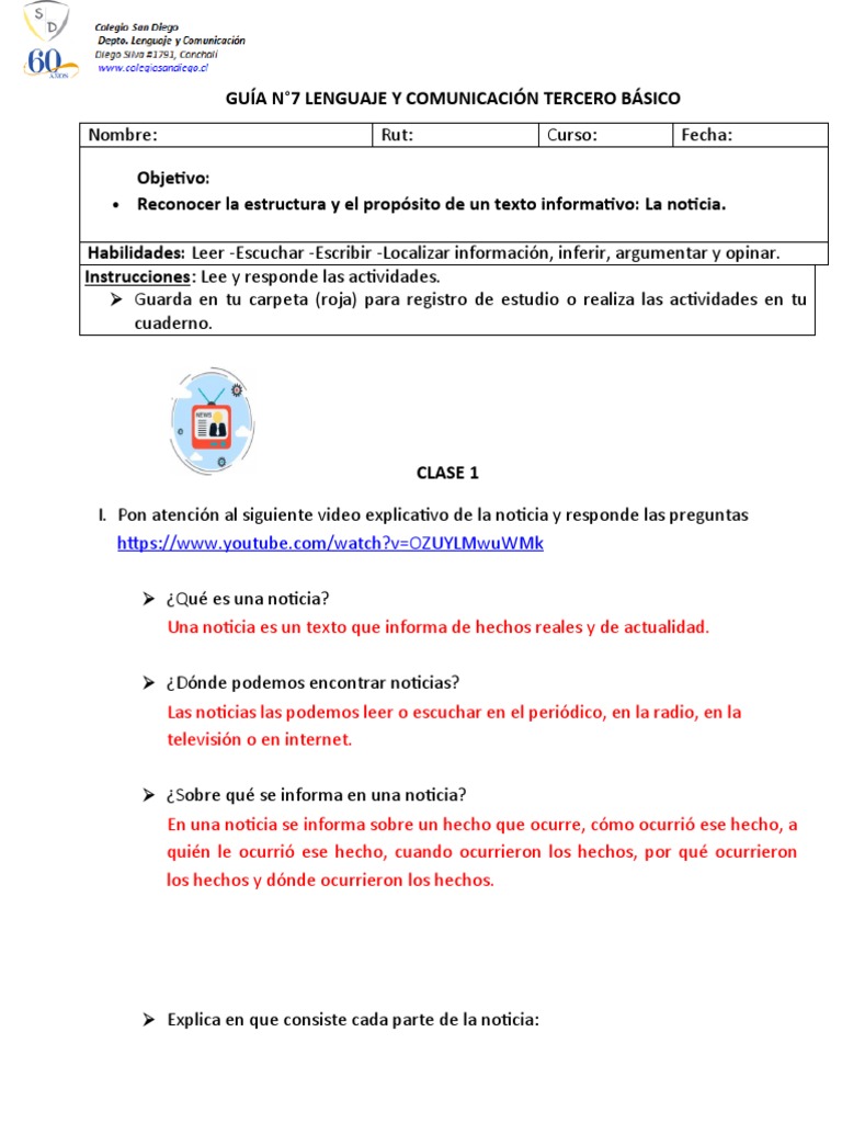 Guía N°7 Resp Leng 3° | PDF