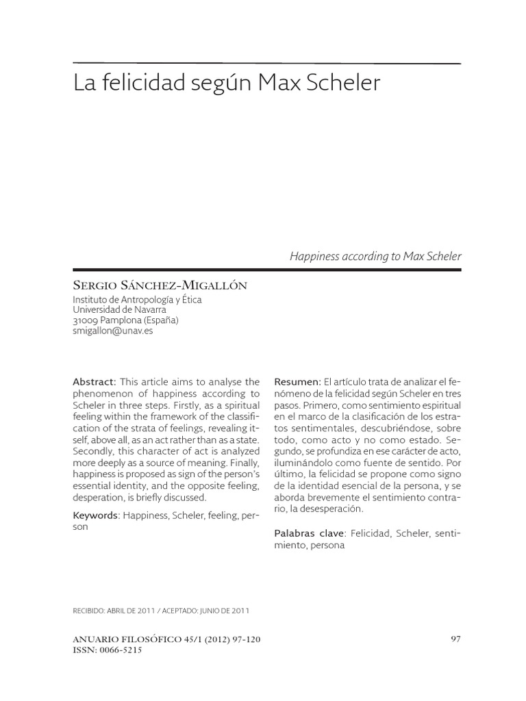 Max Scheler | PDF | Felicidad | Placer