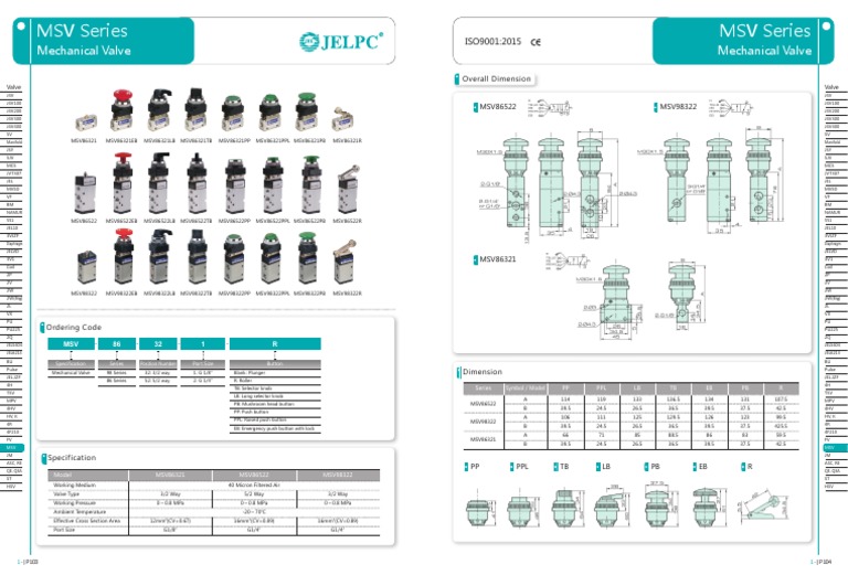 MSV Series MSV Series: Mechanical Valve Mechanical Valve | PDF | Manufactured Goods | Tools
