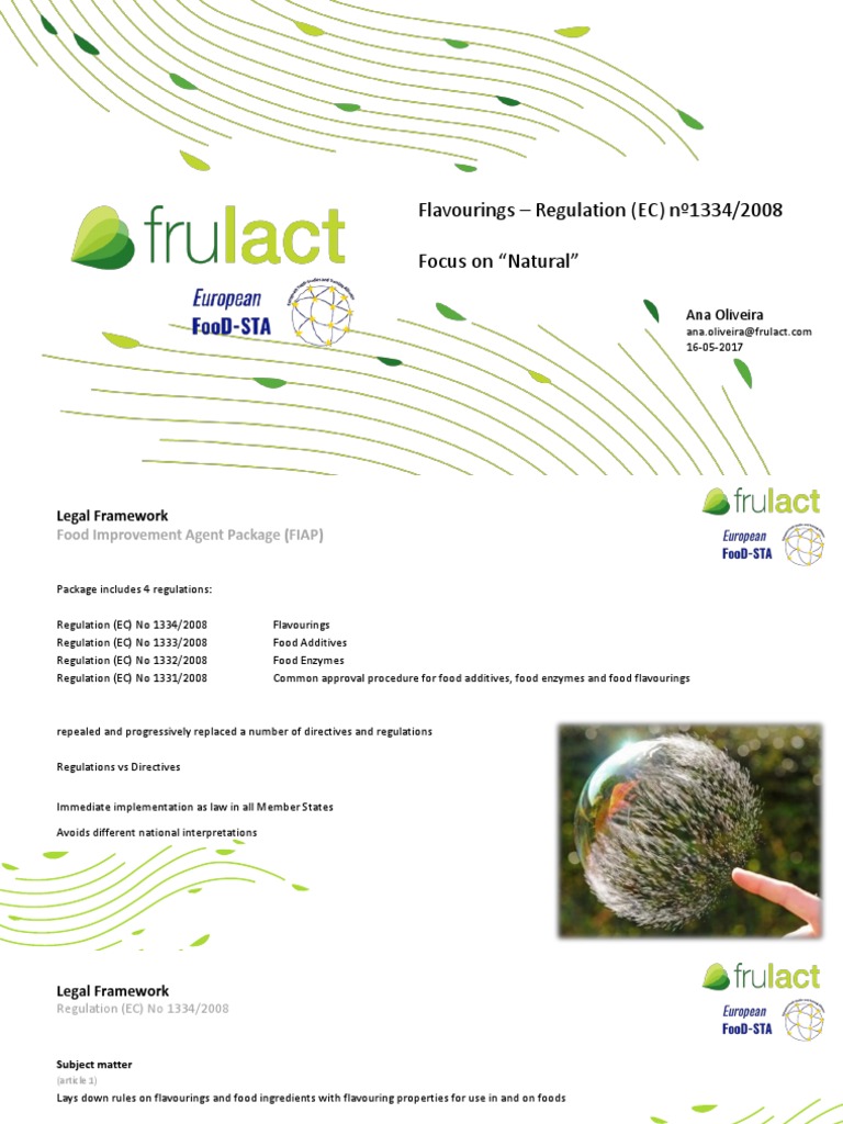 Flavourings Regulation (EC) #1334 2008 Focus On Use of The Term Natural ...