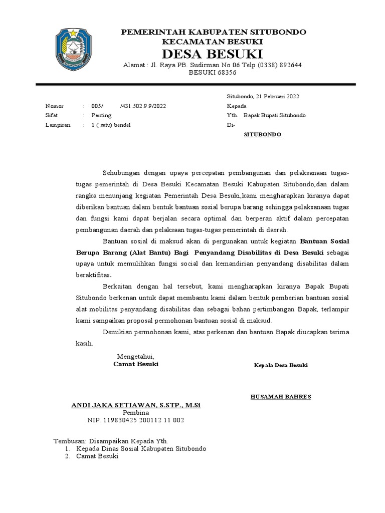 Proposal Bantuan Bupati | PDF | Politik | Ilmu Sosial