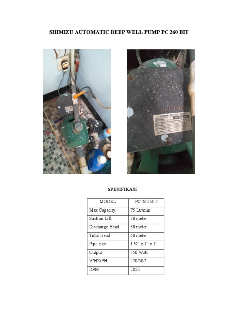 Spesifikasi Shimizu PC 260 Bit | PDF