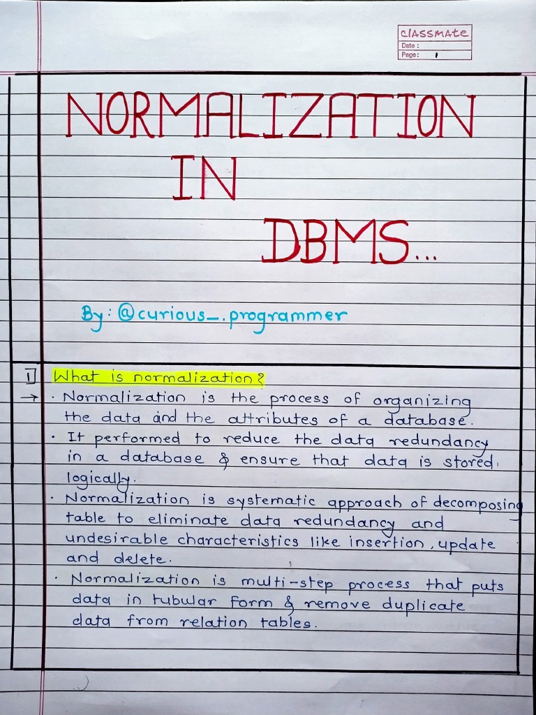 DBMS Normalization Notes | PDF