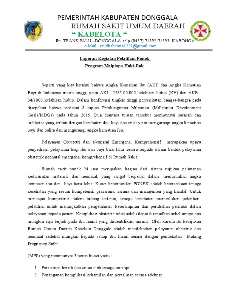 Laporan Kegiatan Pelatihan Ponek | PDF