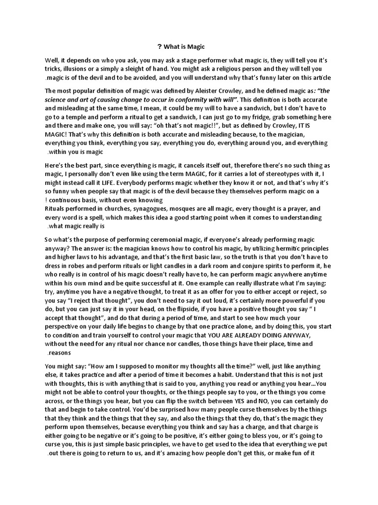 Lesson 1 Magick | PDF | Ceremonial Magic | Thought