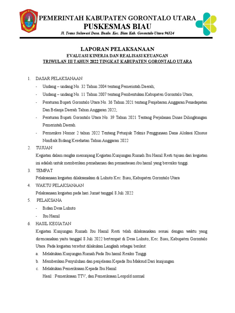 Contoh Laporan Kegiatan - PBR | PDF