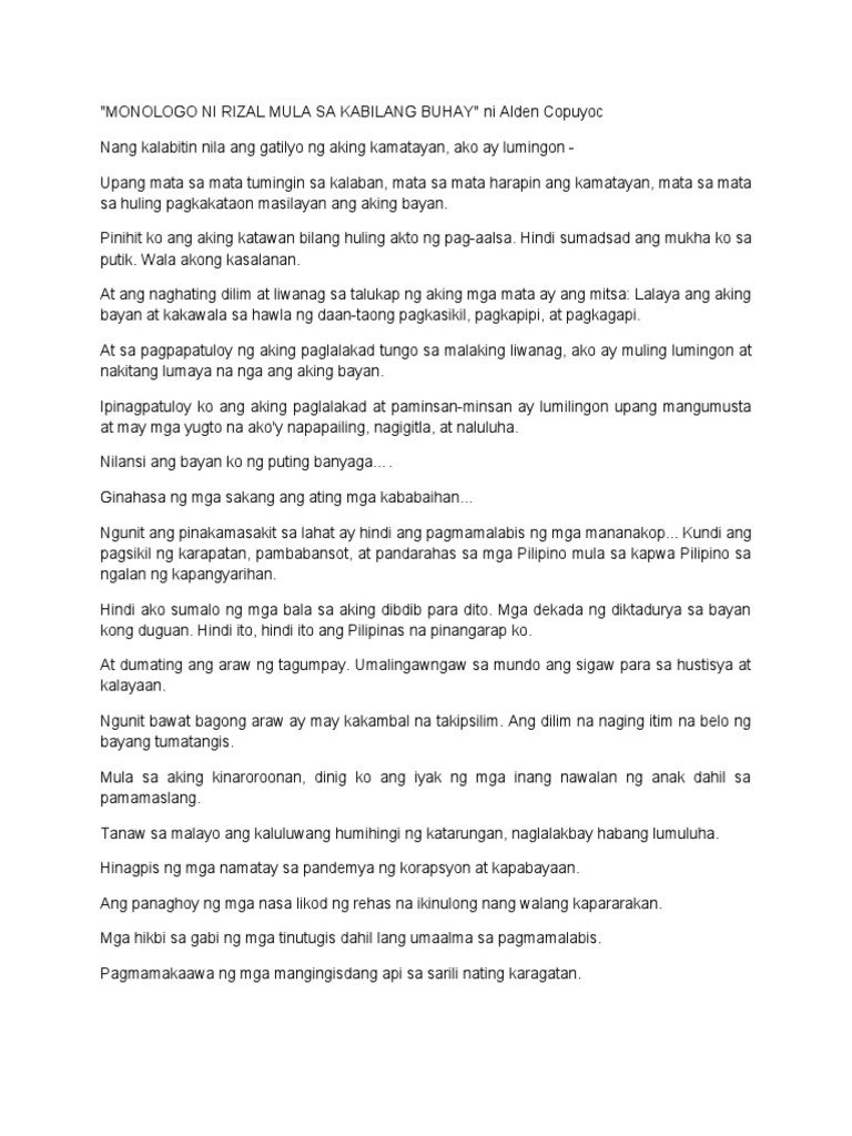 Halimbawa NG Monologo | PDF