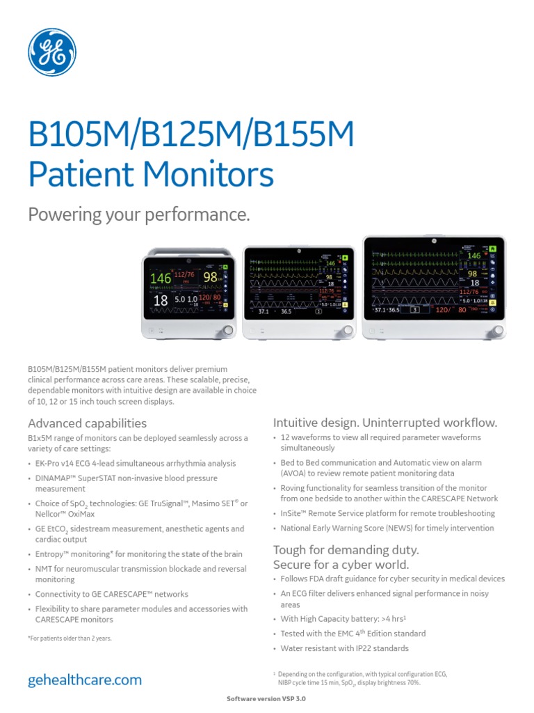 B105M/B125M/B155M Patient Monitors: Powering Your Performance | PDF ...
