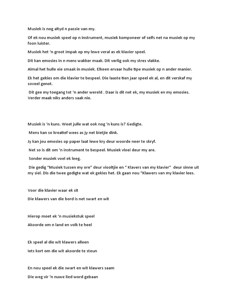 Musiek Is Nog Altyd N Passie Van My | PDF